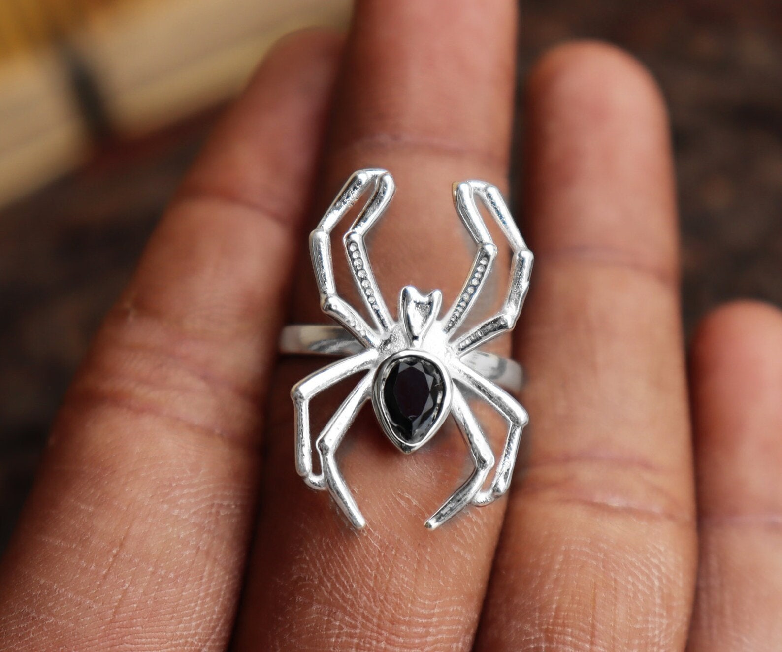 Spider Ring Onyx Ring, Spider Ring, Gothic Ring, Gift for Beautiful Her ...