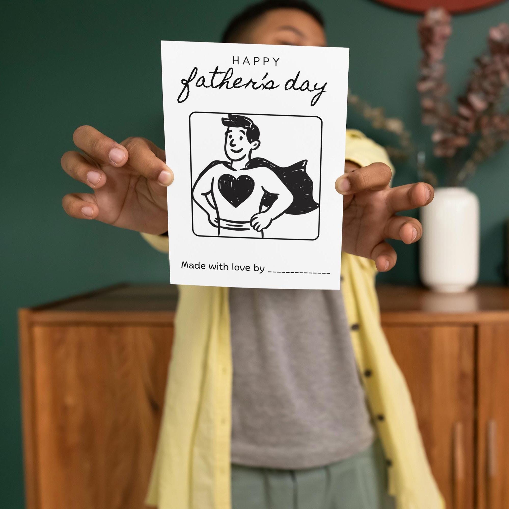 Printable Father's Day Book Card – 4 Page Kids Activity & Coloring ...