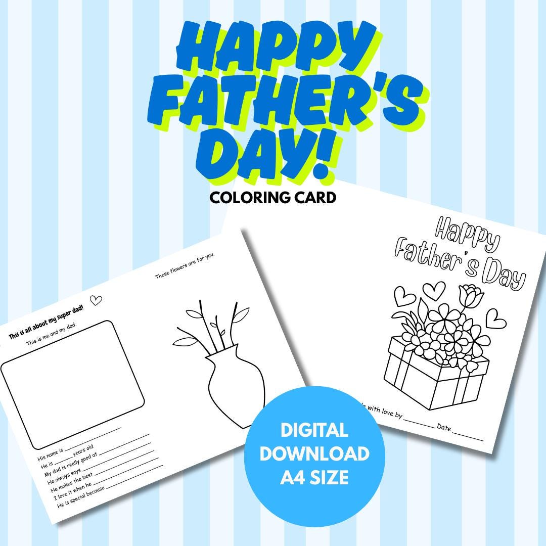 Printable Father's Day Coloring Card for Kids - Fun DIY Activity Gift ...
