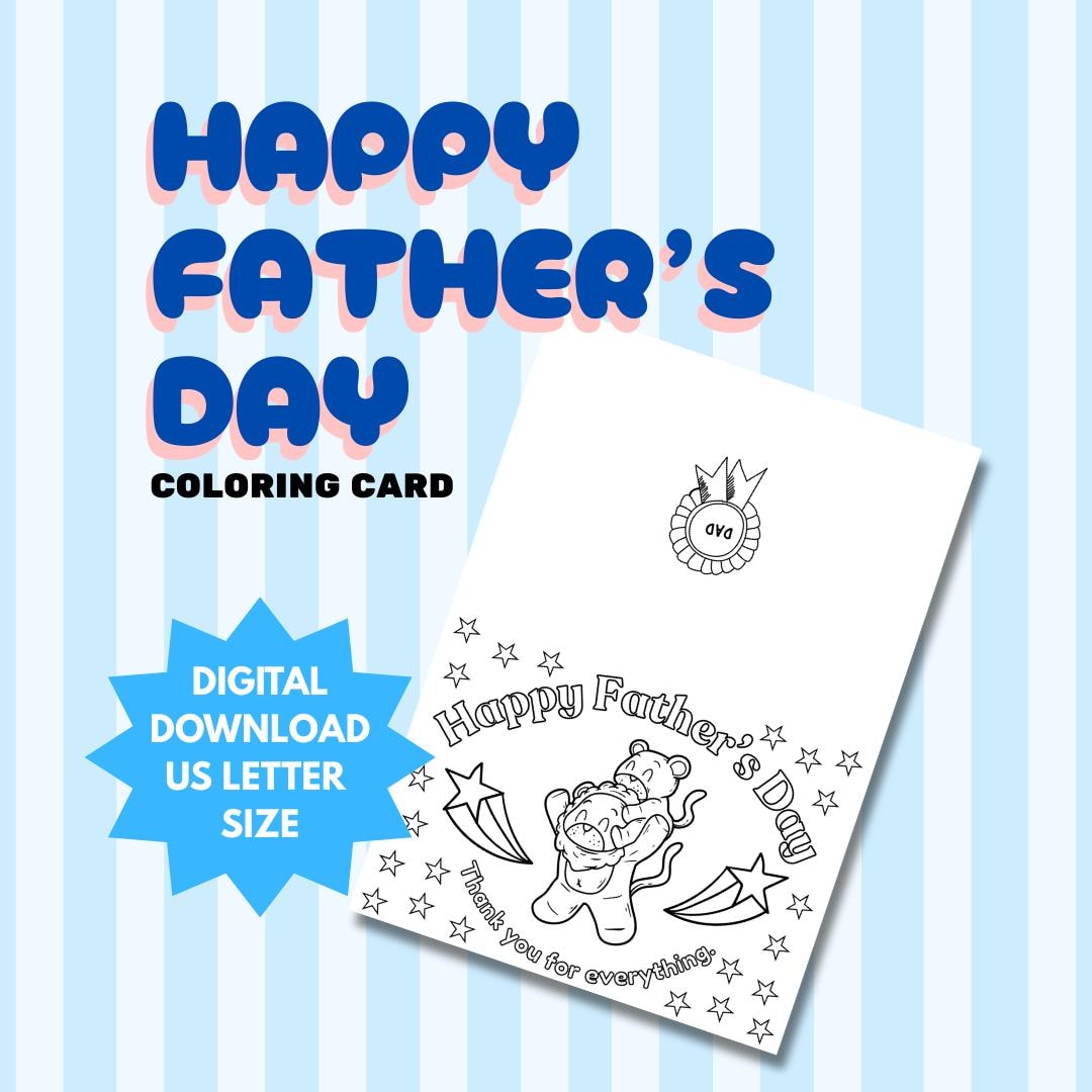 Father’s Day Card Printable | Cute Lion Design | Blank Inside for ...