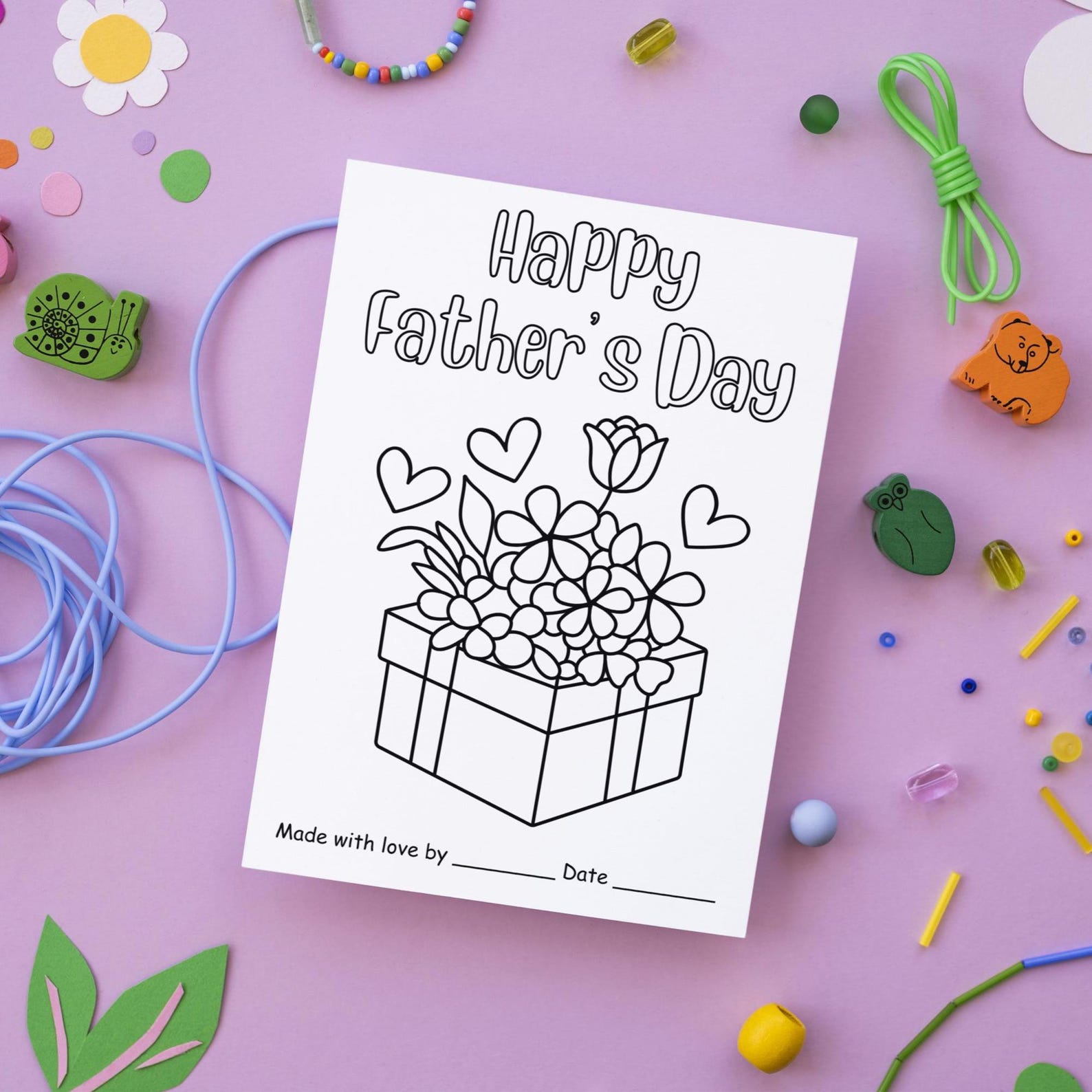 Printable Father's Day Coloring Card for Kids - Fun DIY Activity Gift ...