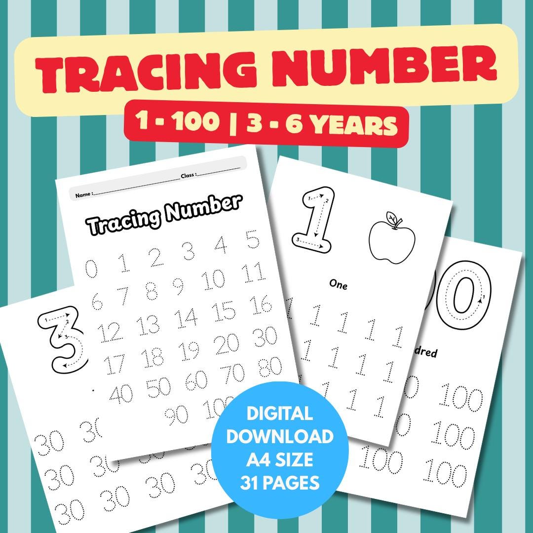 Tracing Numbers 0-100 Worksheets | Number Tracing & Coloring Pages ...