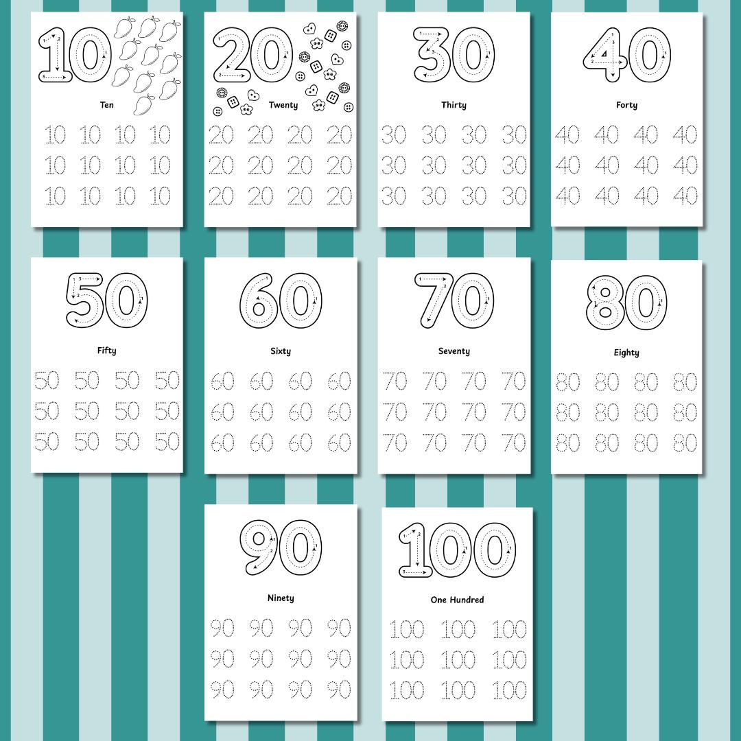 Tracing Numbers 0-100 Worksheets | Number Tracing & Coloring Pages ...