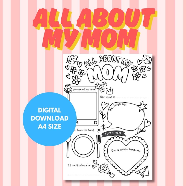 All About My Mom and Grandma Worksheet | Mother’s Day Activity for Kids ...