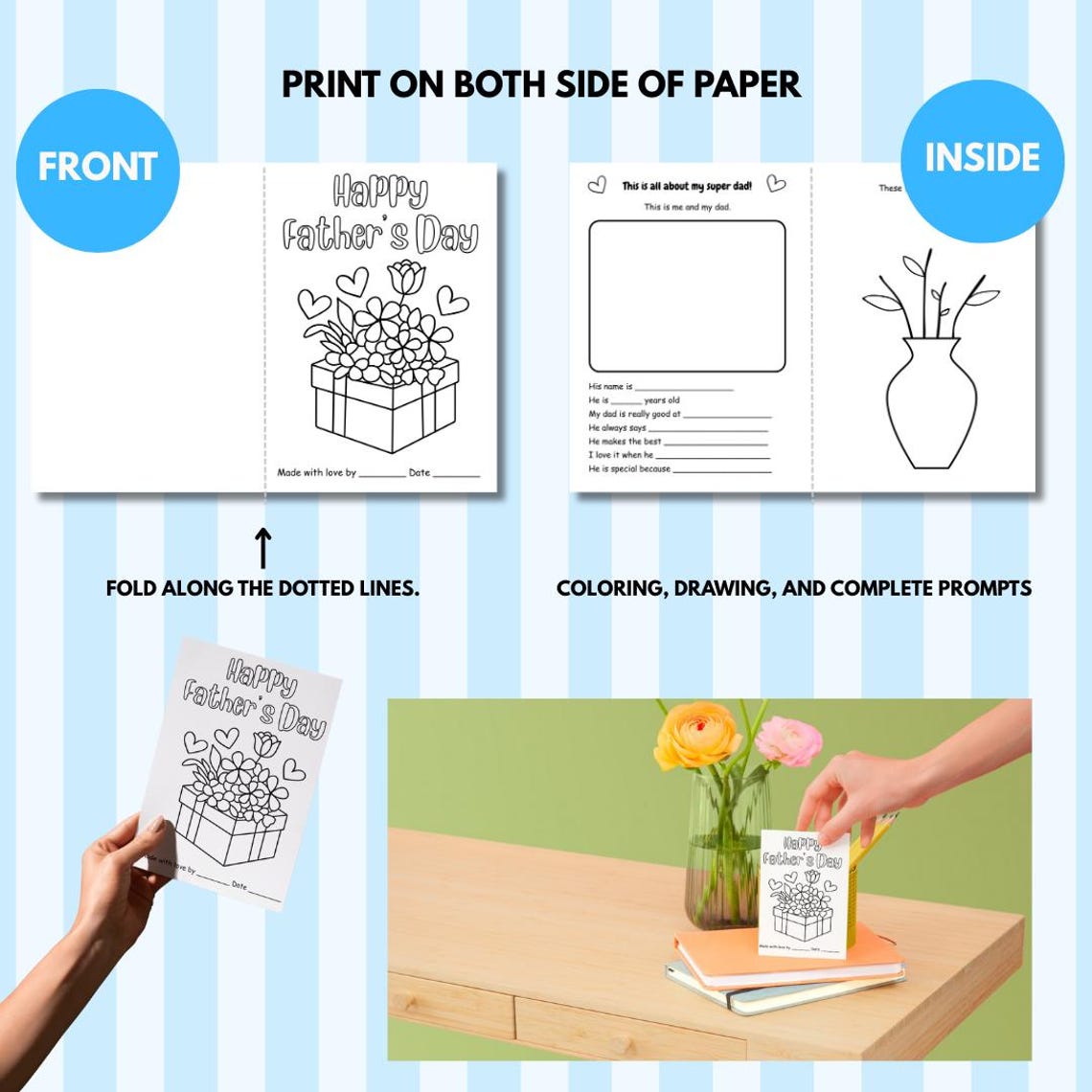 Printable Father's Day Coloring Card for Kids - Fun DIY Activity Gift ...