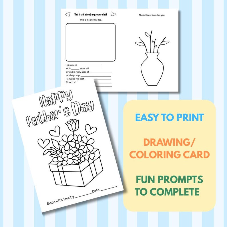 Printable Father's Day Coloring Card for Kids - Fun DIY Activity Gift ...