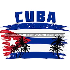 Cuba Flag Colors Palm Trees Country Blue White Red Cuban Image Travel ...