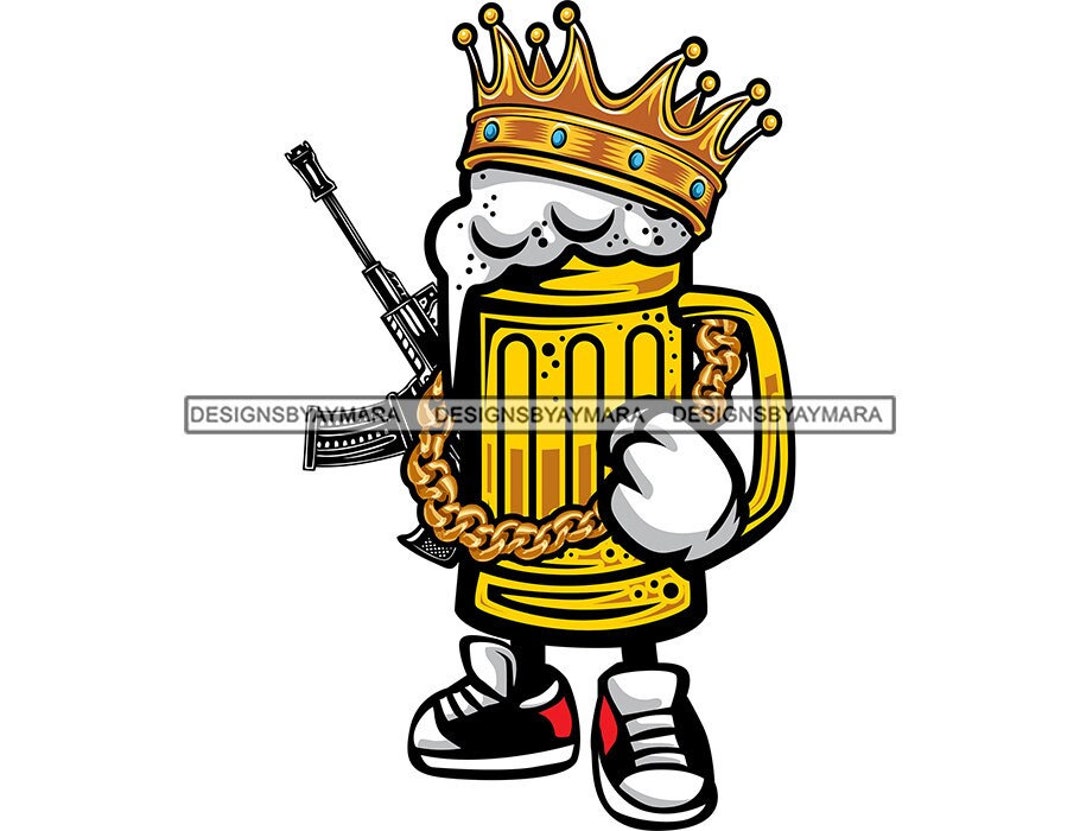 King Crown Royal Beer Bubble Foam Gun Weapon Gold Chain Mug Glass Drink ...