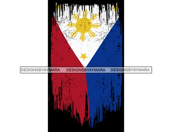 Philippines Flag Distressed Asian Country Black Background - Etsy