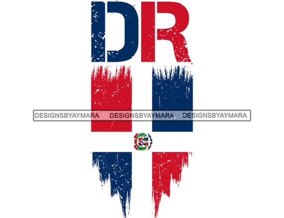Dominican Republic Flag Distressed Letters D.R. Country Symbol - Etsy