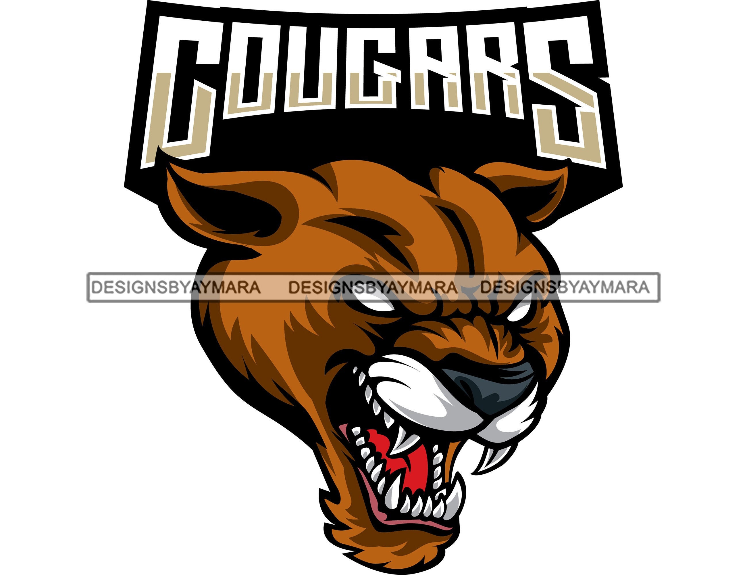 Cougars Head Face Animal Feline Puma Cartoon School Team Sport - Etsy