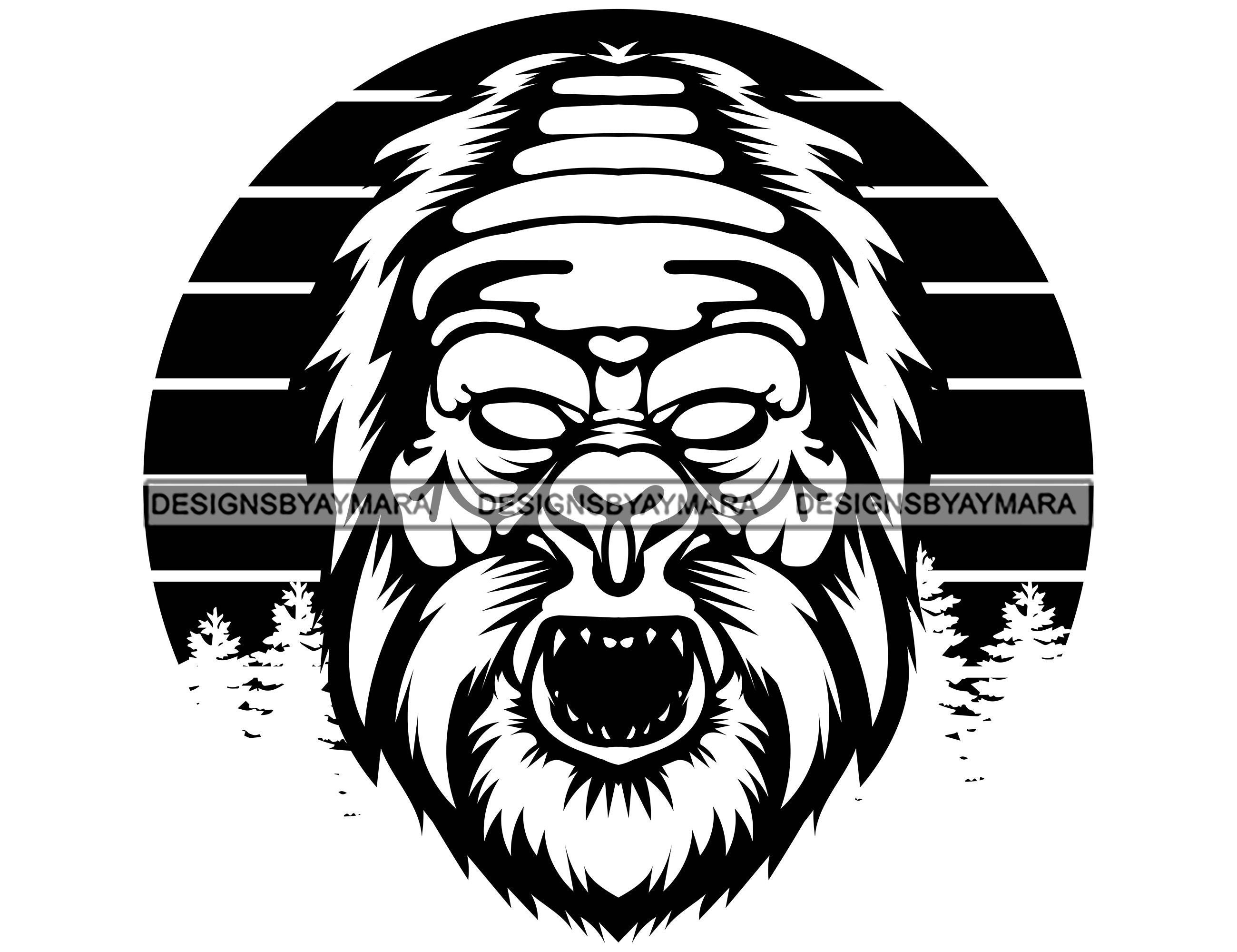 Sasquatch Face Creature Animal Human Bigfoot Forest Folklore - Etsy