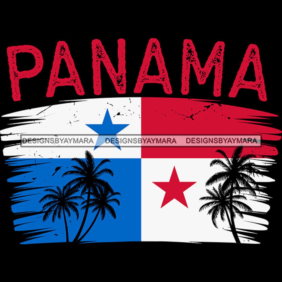 Panama Flag Colors Palm Trees Country Red Blue White Earth People ...