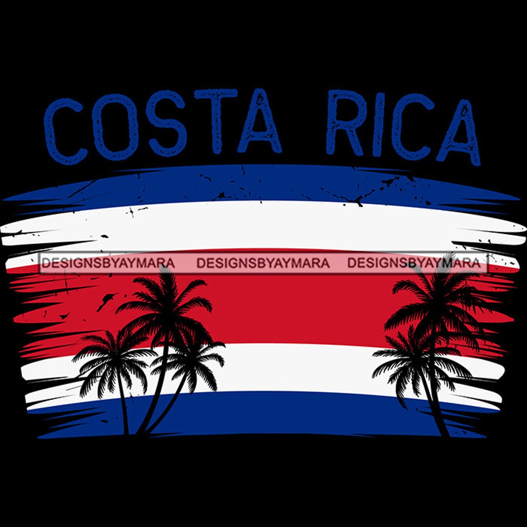 Costa Rica Flag Colors Palm Trees Country Blue White Red Black ...