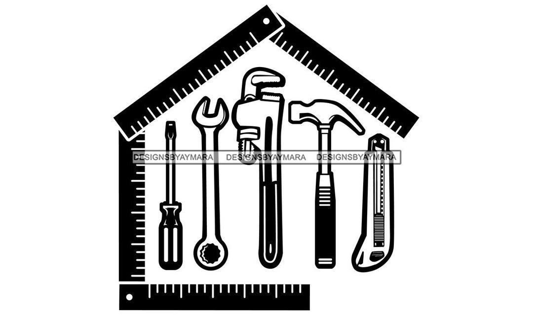 Construction Work Handyman Logo House Icon Tools Wrench Hammer Builder ...