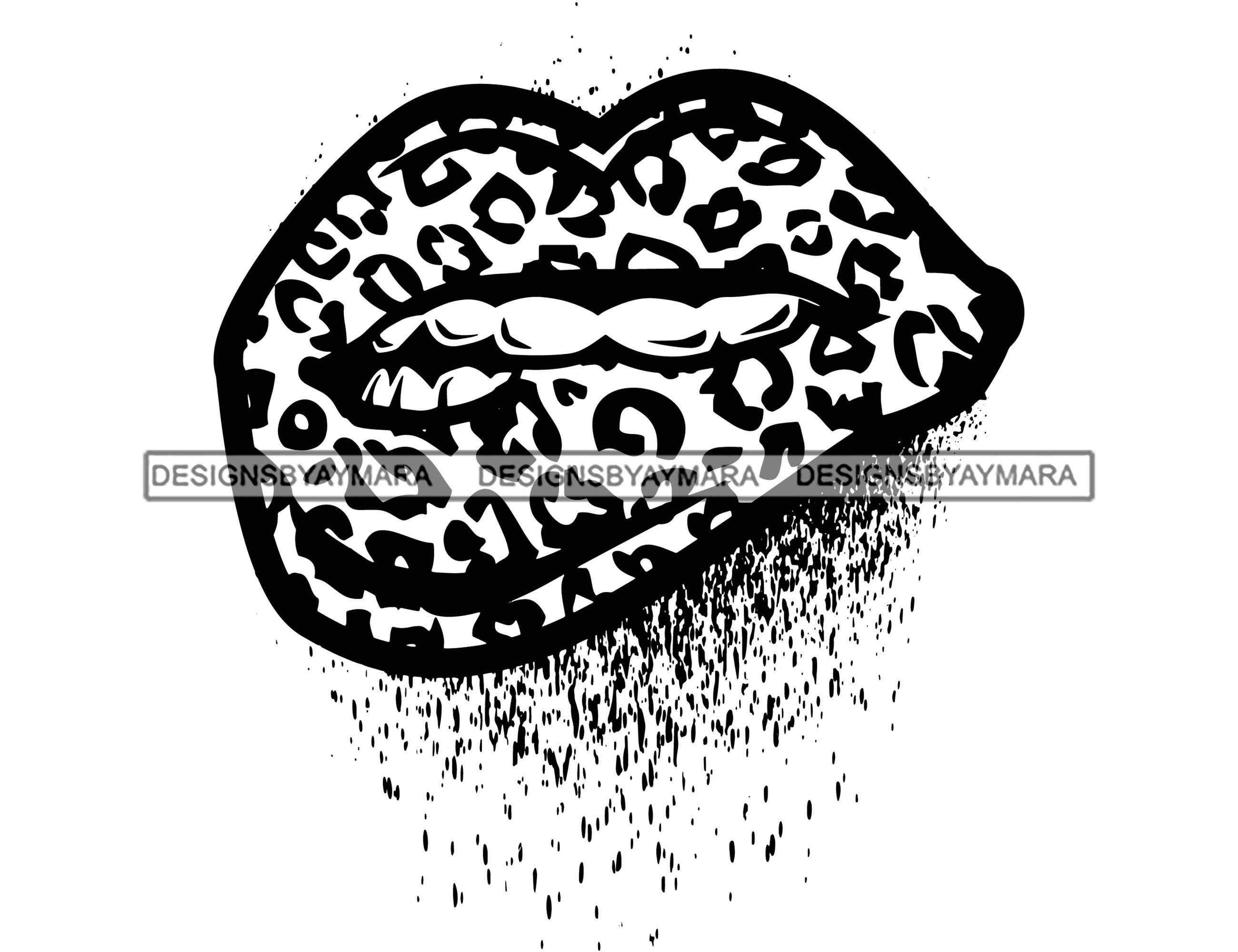 Black Lip Print Tattoos