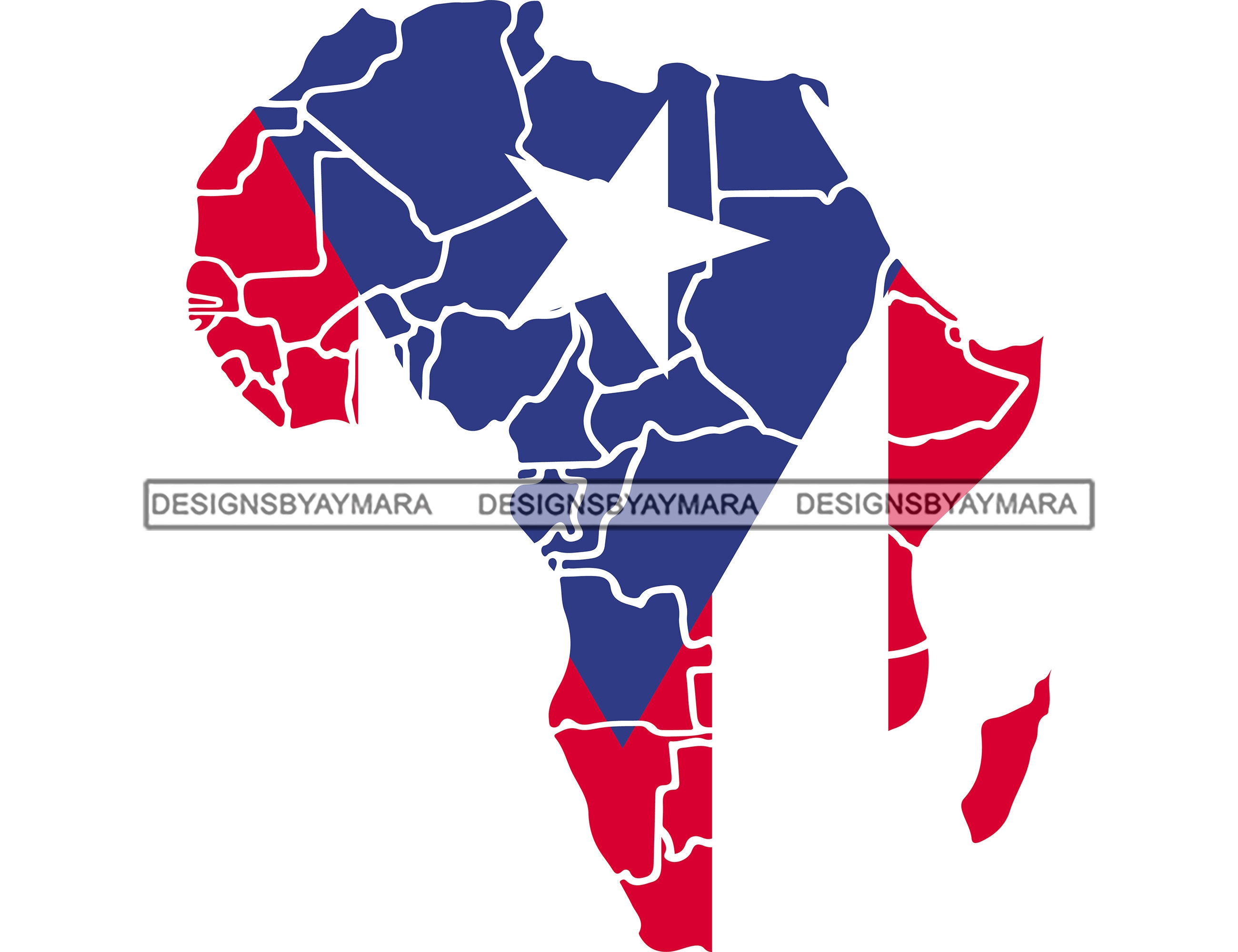 Africa Map Puerto Rico Flag Afro Caribbean National Patriotic - Etsy