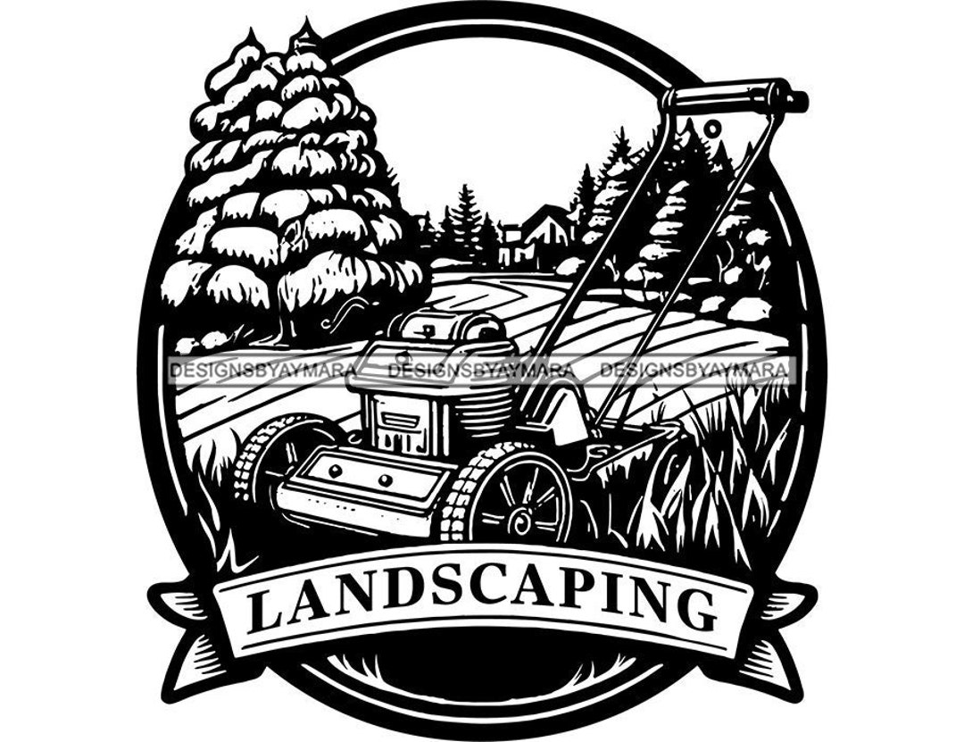 Landscaping Logo Sign Banner Plaque Lawnmower Tractor Yard Field Grass ...