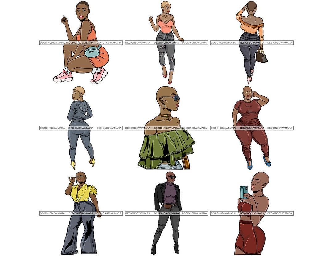 Bald Woman Hairstyle SVG Bundle Confidence Women Fashion Model Lady ...