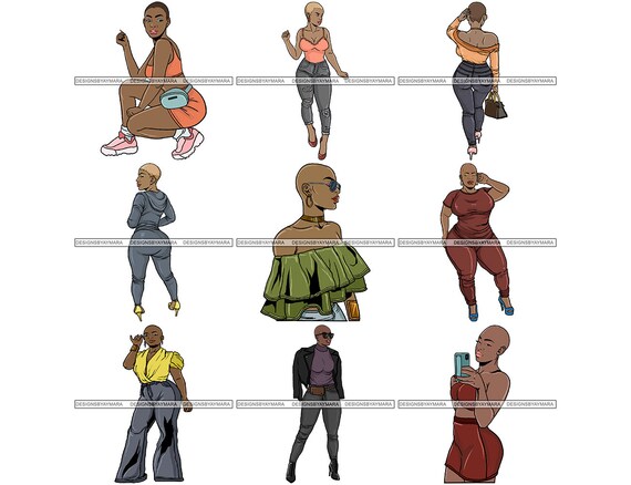 Bald Woman Hairstyle SVG Bundle Confidence Women Fashion Model - Etsy