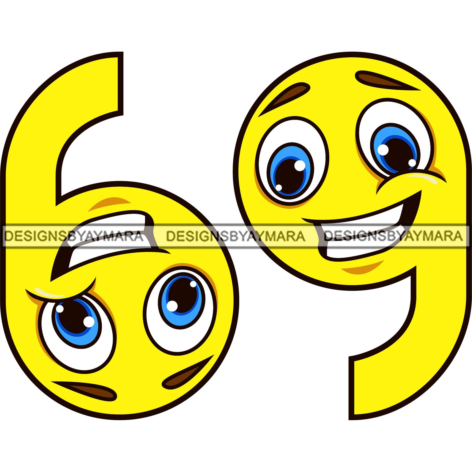 Face Emojis 69 Number Sex Symbol Text Cartoon Tattoo Ink Art | Etsy