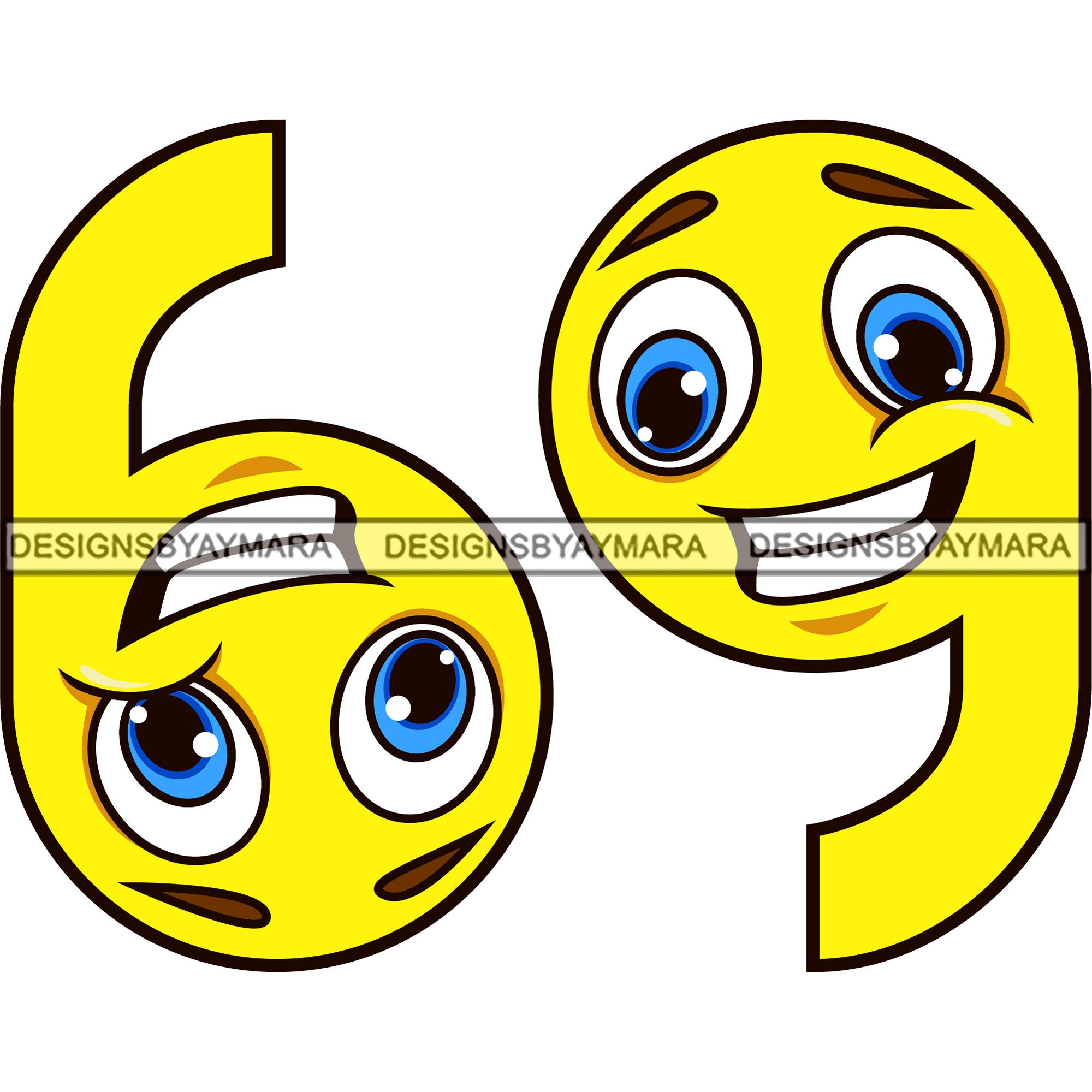 Face Emojis 69 Number Sex Symbol Text Cartoon Tattoo Ink Art | Etsy