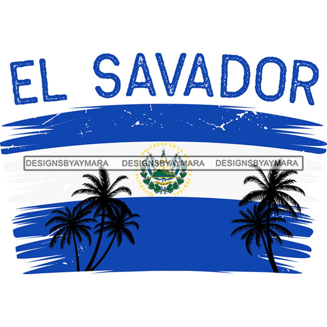 El Salvador Flag Colors Palm Trees Country Blue White Travel - Etsy