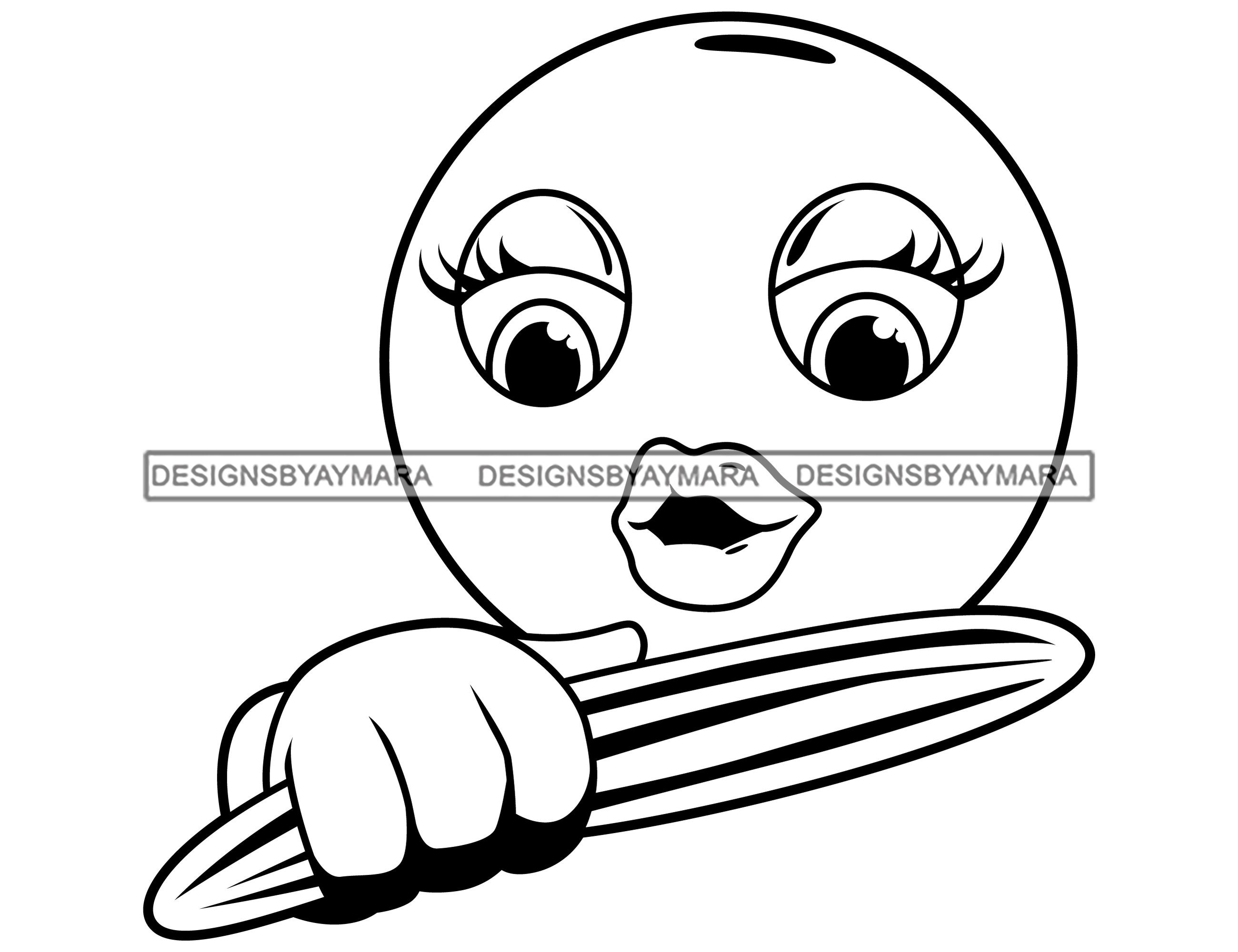 Sexy Face Emoji Girl Cucumber Message Cartoon Tattoo Ink Art Etsy España