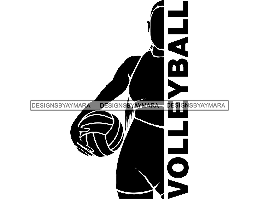 Volleyball Woman Player Half Body Silhouette Athlete Competition Banner ...