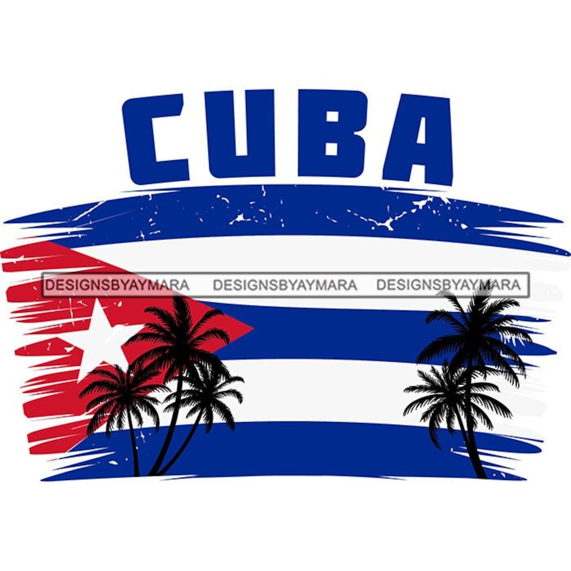Cuba Flag Colors Palm Trees Country Blue White Red Cuban Image - Etsy