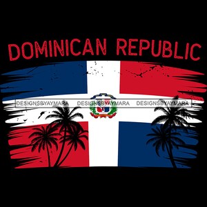 Dominican Republic Flag Colors Palm Trees Country Blue White Red ...