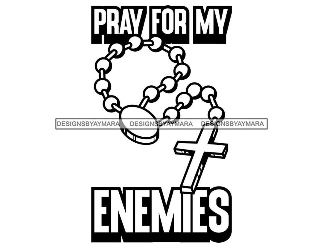 Pray for My Enemies Rosary Beads Cross Priest Pastor Faith Religious ...