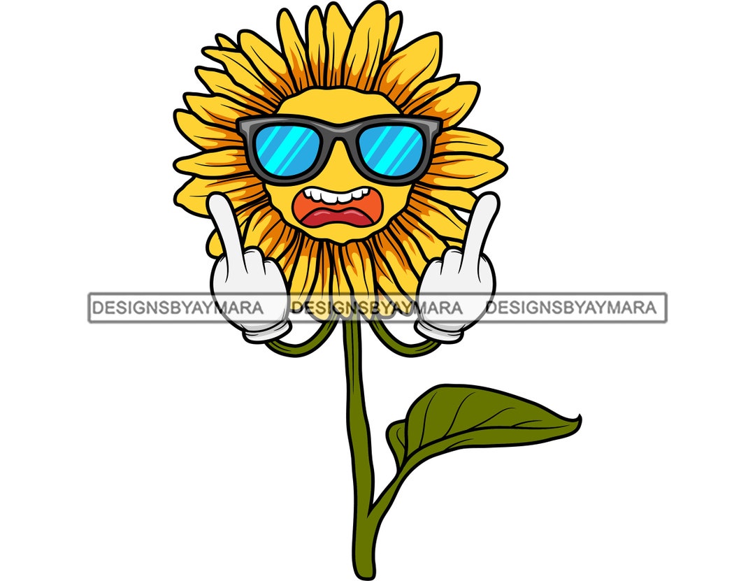 Sunflower Showing Middle Fingers Sunglasses Obscene Gesture - Etsy