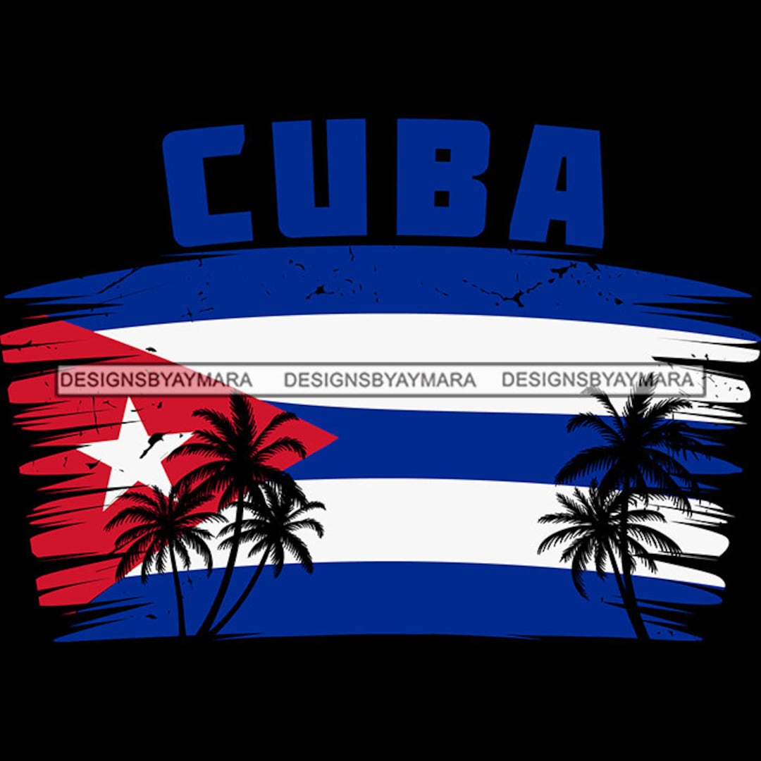 Cuba Flag Colors Palm Trees Country Blue White Red Cuban Image Travel ...