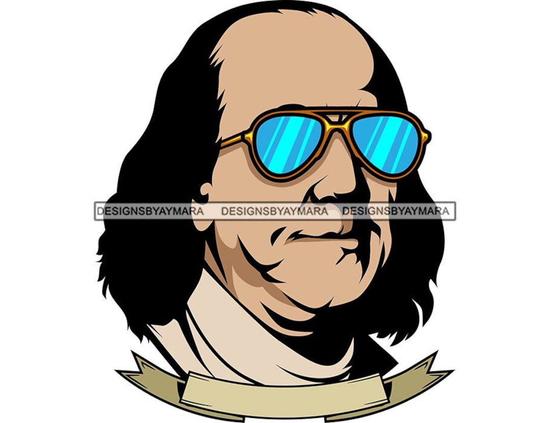Benjamin Franklin Hundred Dollar President Portrait Blue Sunglasses ...