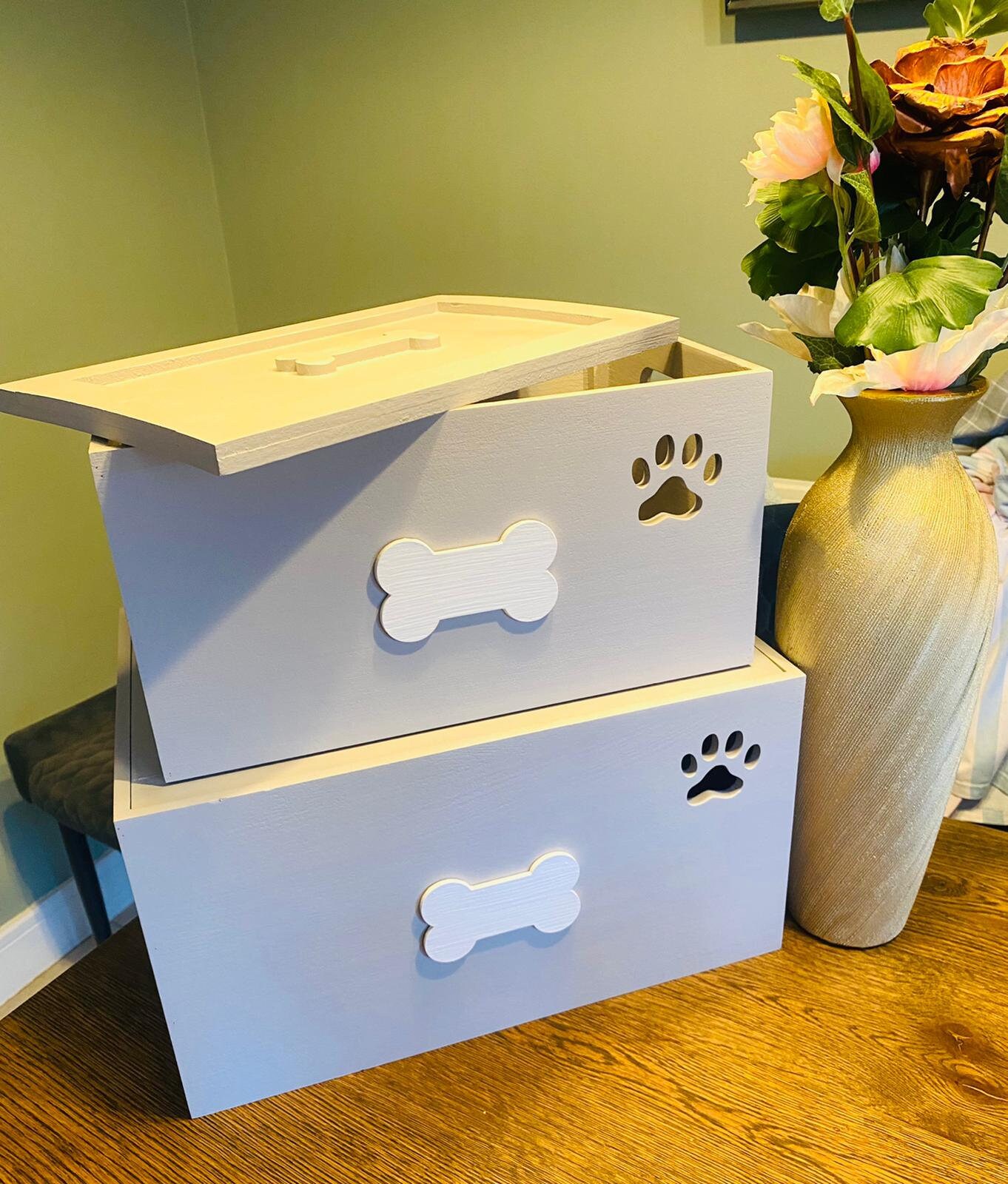 Personalized Wooden Dog Toy Box With Lid | Handmade Pet Storage - Etsy