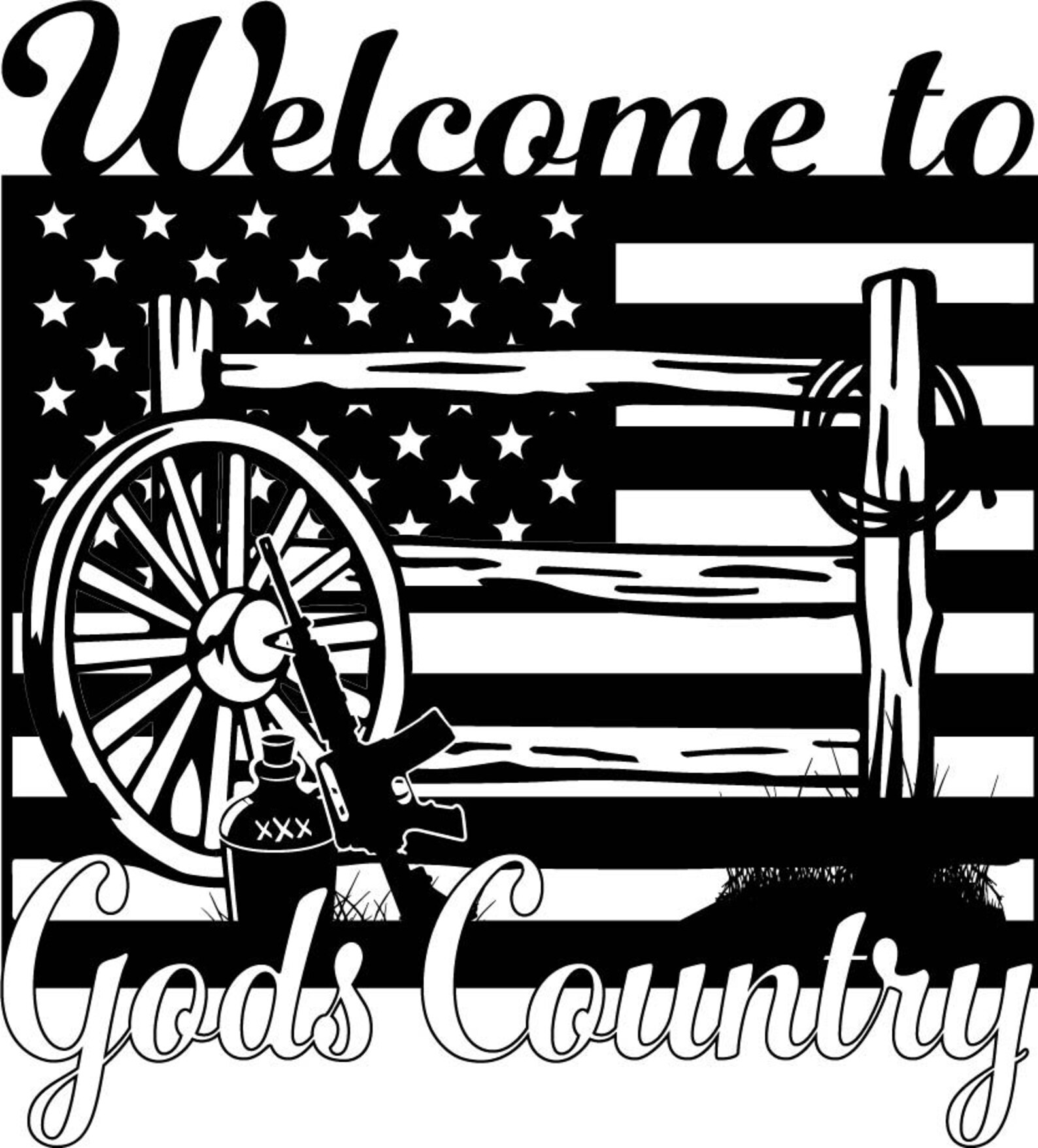 Gods Country Welcome Sign Dxf, Gods Country Svg, Welcome Sign, Laser ...