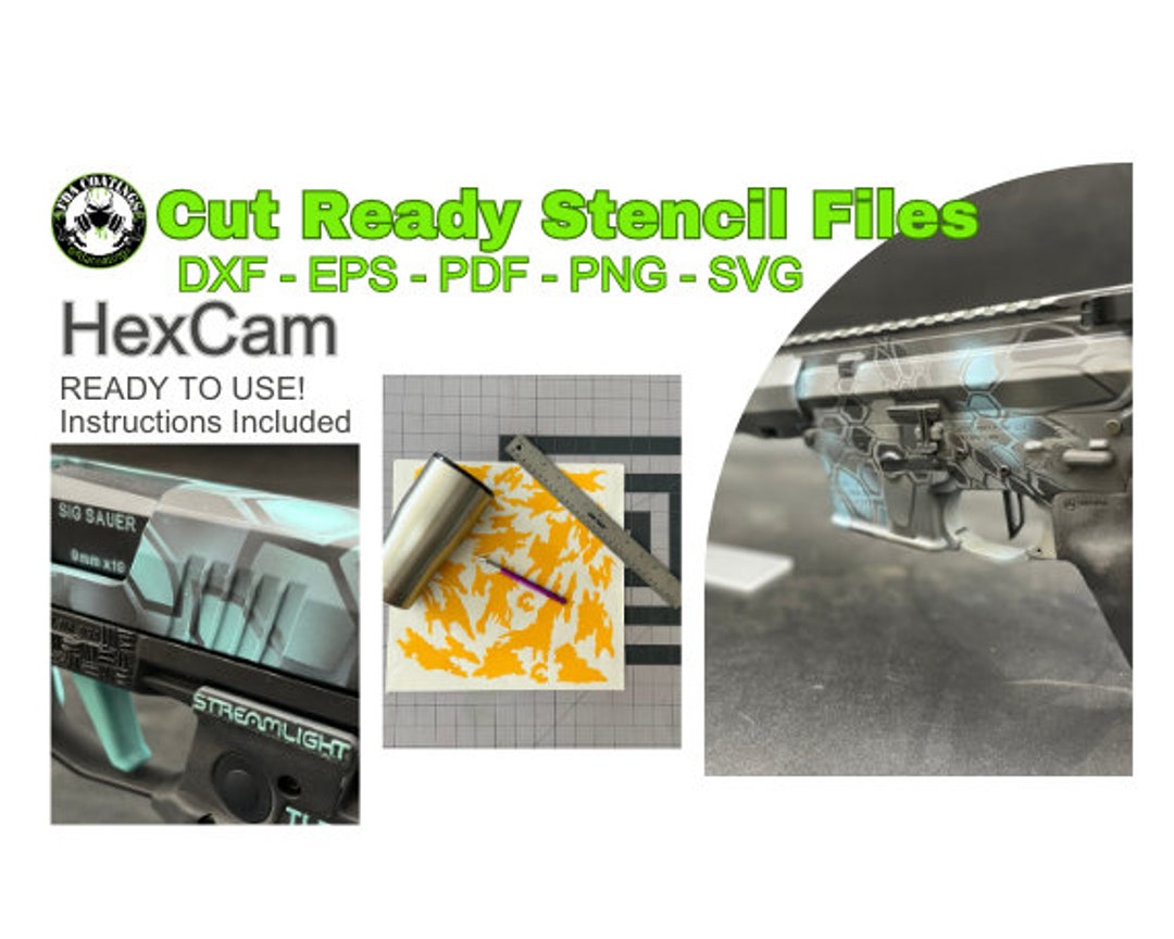 Hexcam Stencil File Perfect for DIY Projects, Cerakote, Custom Firearms ...