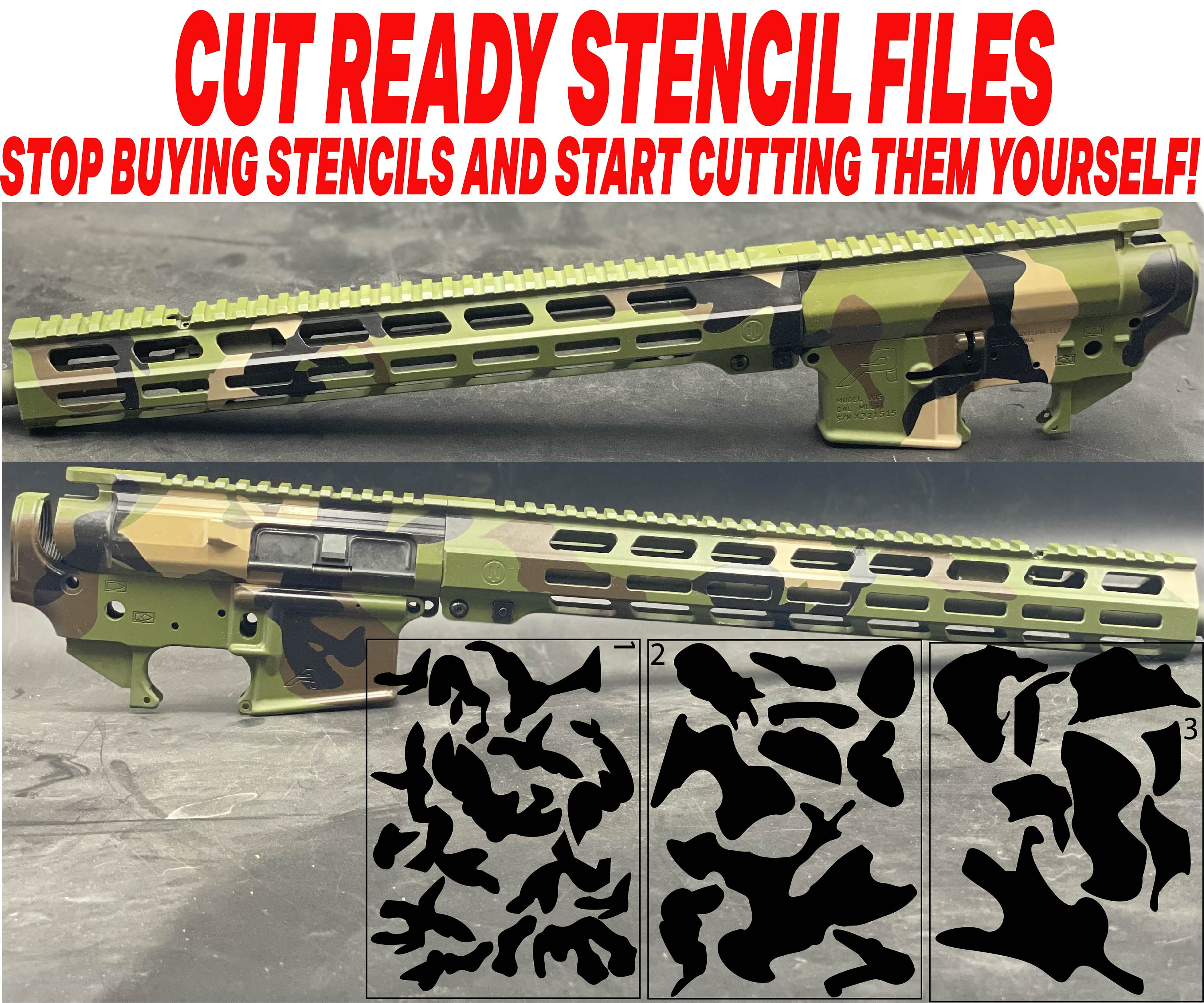 Woodland Camo Stencil File Perfect for DIY Projects, Cerakote, Custom ...