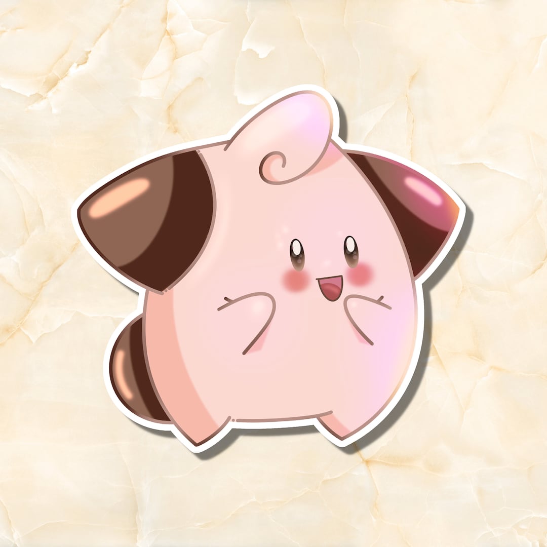 Cleffa Sticker, Vinyl Holographic Sticker, Waterproof Sticker, Pokemon ...