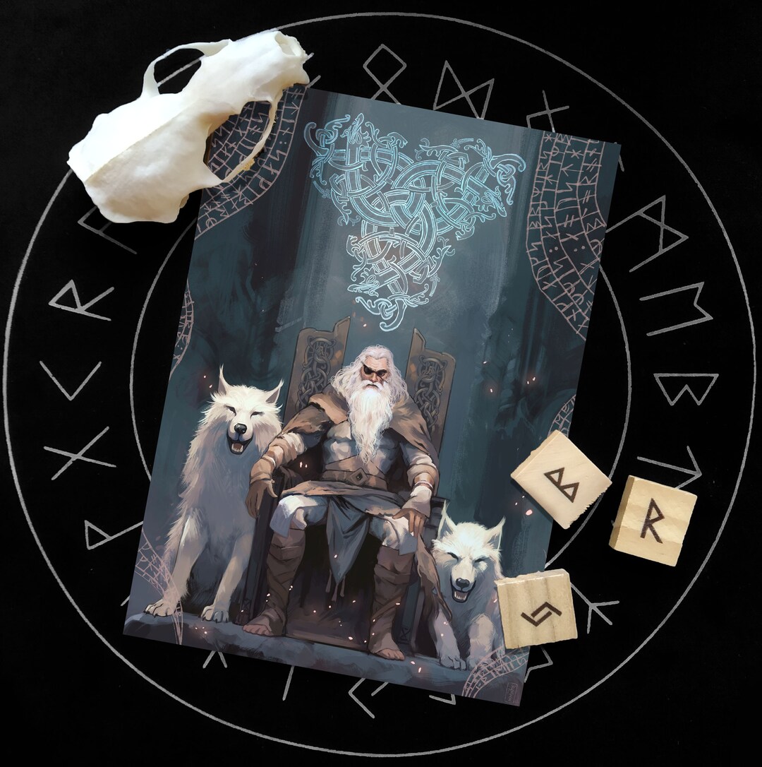 Odin Art Print Norse Mythology Wall Decor Viking God Illustration ...