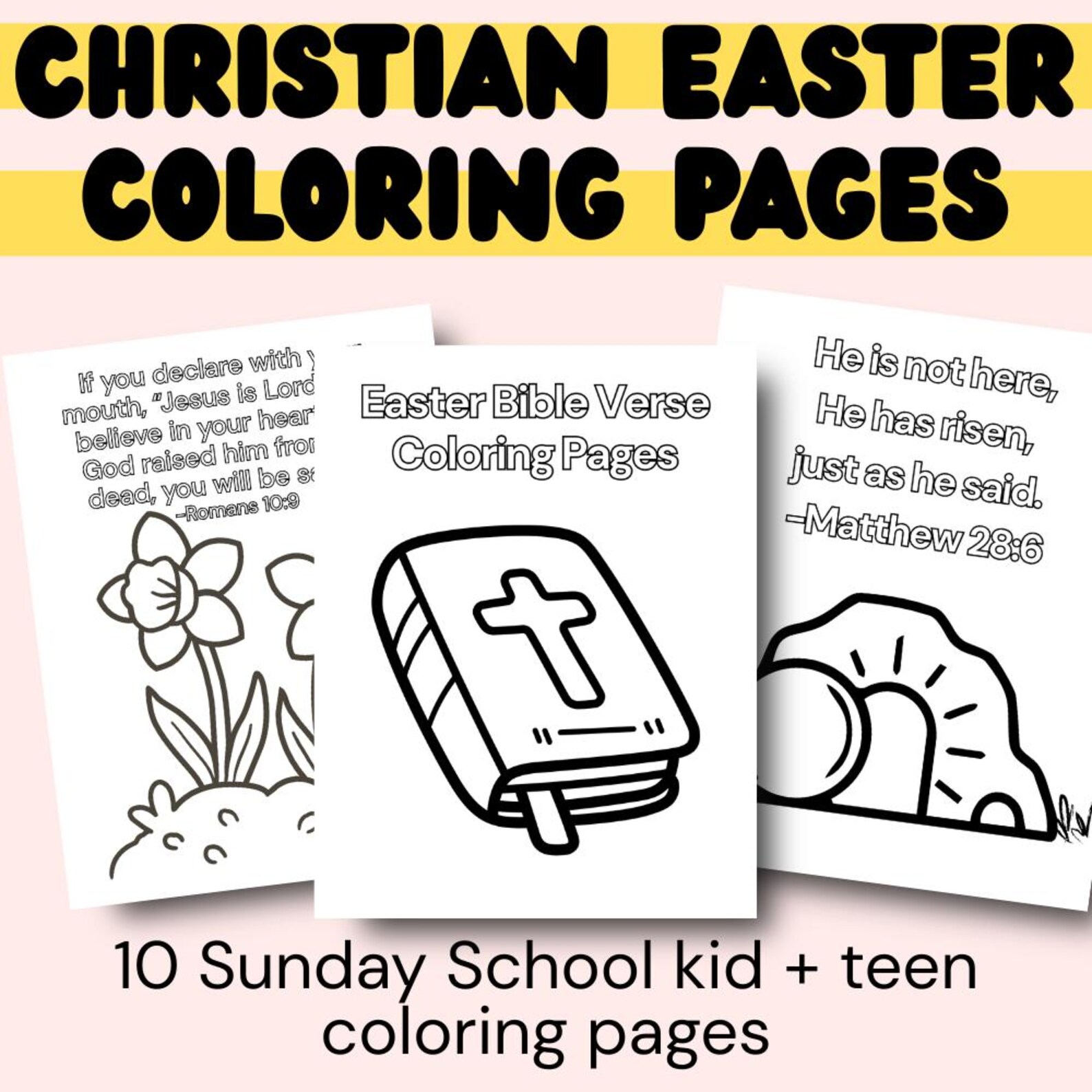 Easter Bible Verse Coloring Pages | Sunday School Coloring Page ...