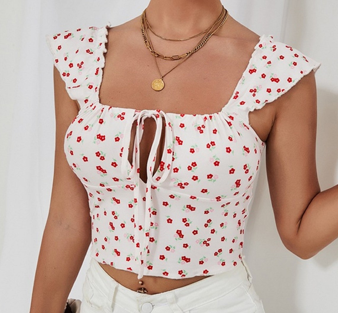 Floral Crop Top Milkmaid Corset Top Sexy Y2k Corset Bustier Etsy