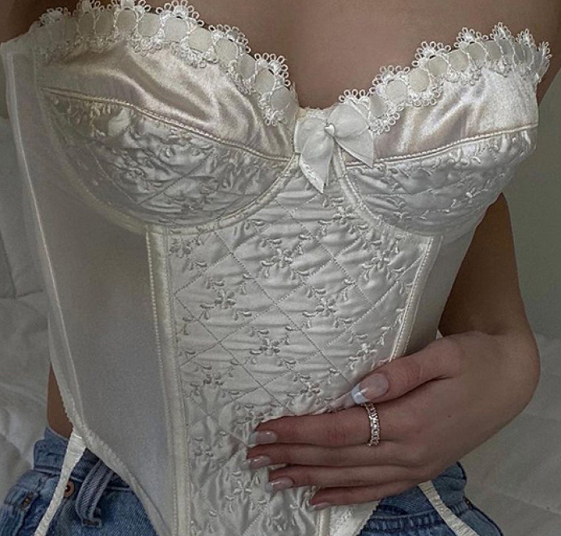 Milkmaid Corset Top White Y2k Corset Crop Top Clothing Sexy Etsy