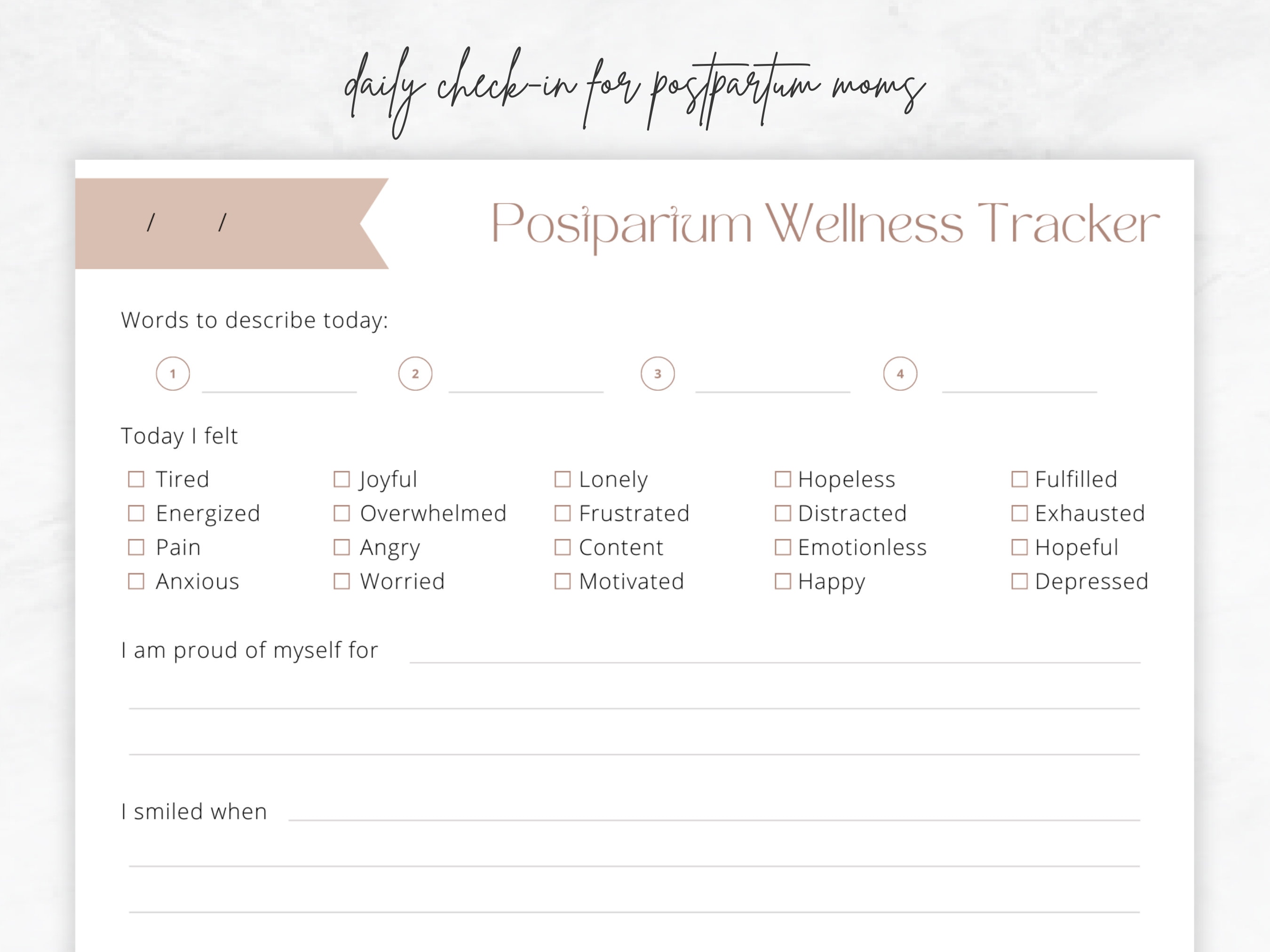 Postpartum Wellness Tracker | Postpartum Mood Tracker | Postpartum ...