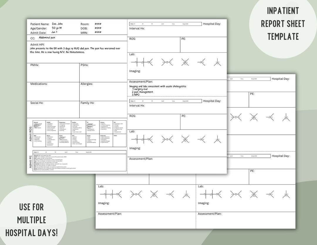 Medical Student Inpatient H and P Report Template | for Multiple ...
