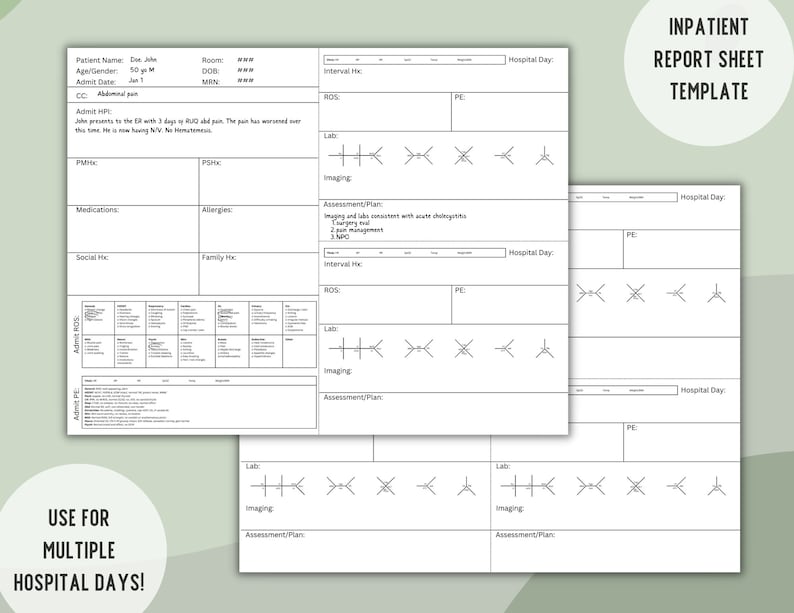 Medical Student Inpatient H and P Report Template | for Multiple Hospital Days | Canva Editable ...