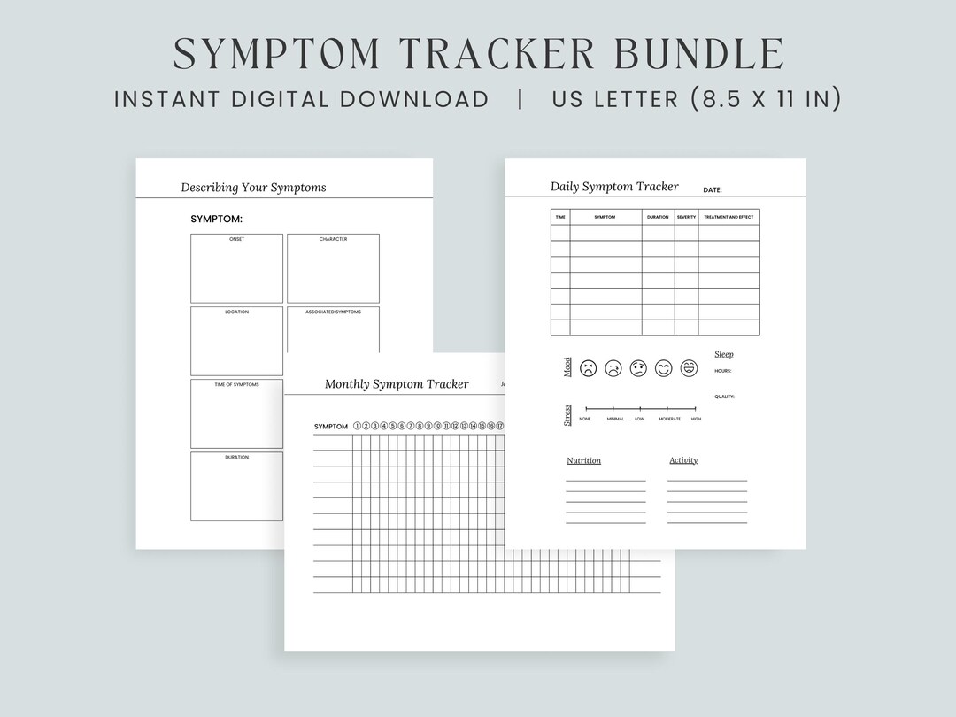Symptom Tracker Bundle | Daily and Monthly Tracking | Digital Download ...