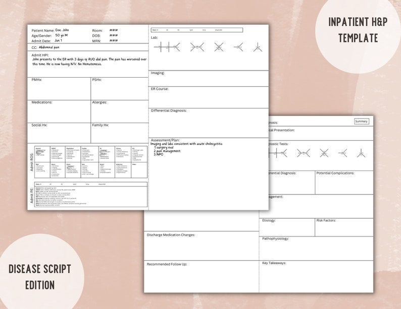 Medical Student Inpatient H and P Report Template With Disease Script ...