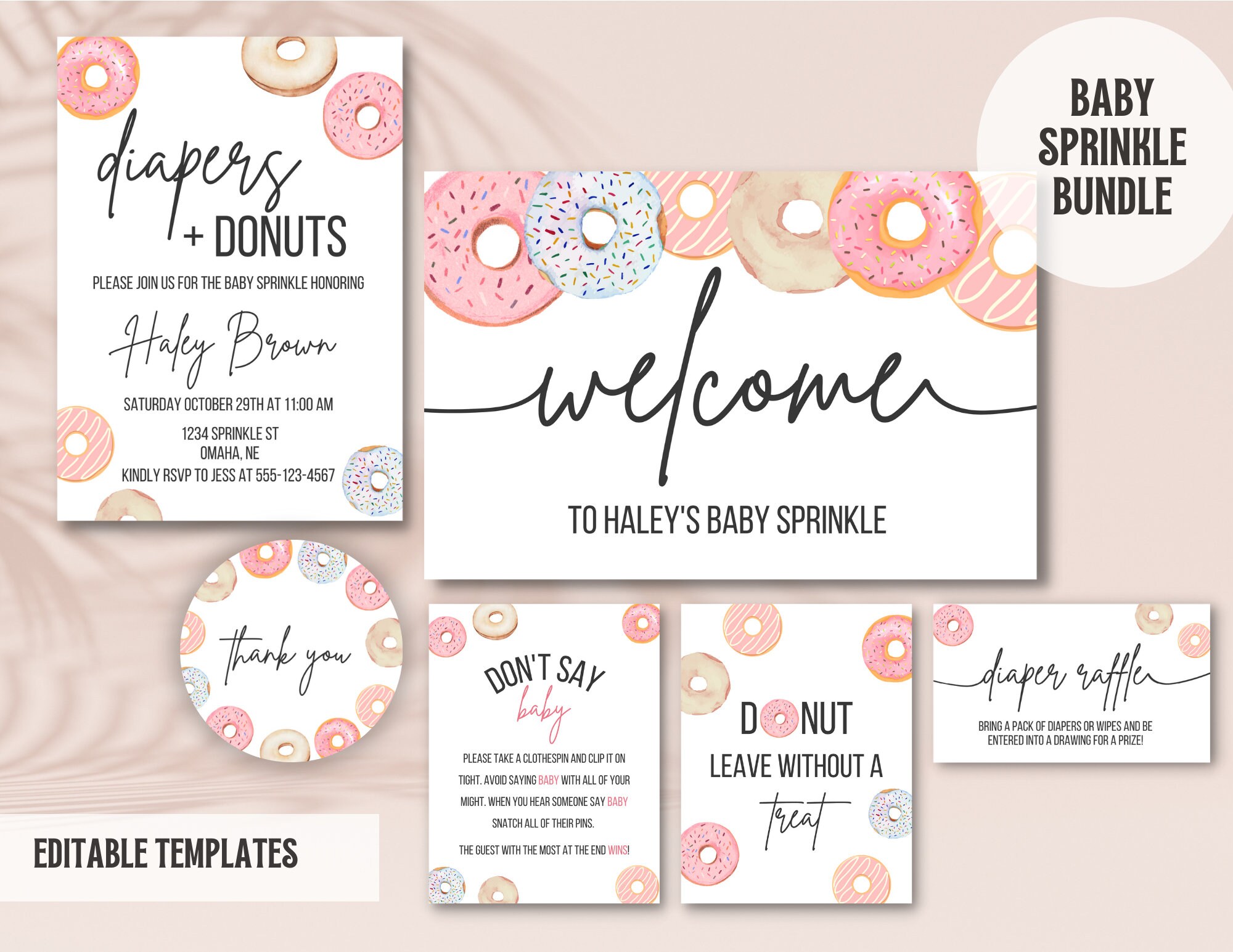 Diapers and Donuts Baby Sprinkle Bundle Baby Shower Package ...